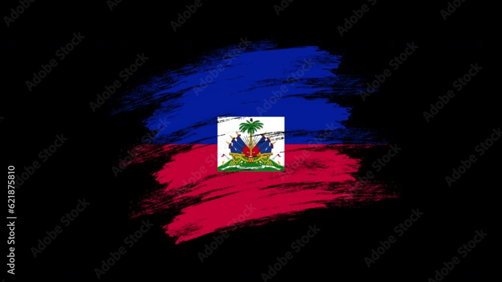 4K Paint Brush Haiti Flag with Alpha Channel. Waving Brushed Haitian ...
