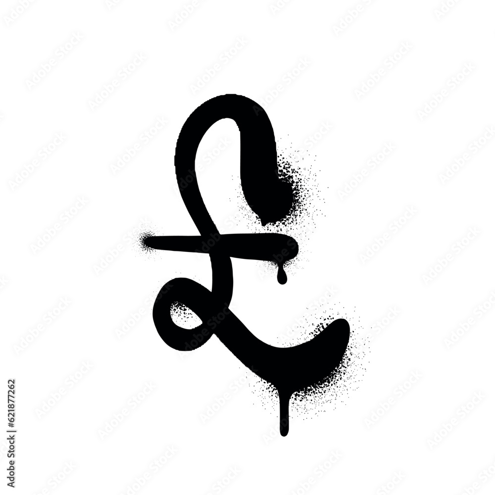 Urban style graffiti Pound sterling sprayed with leak and splashes ...