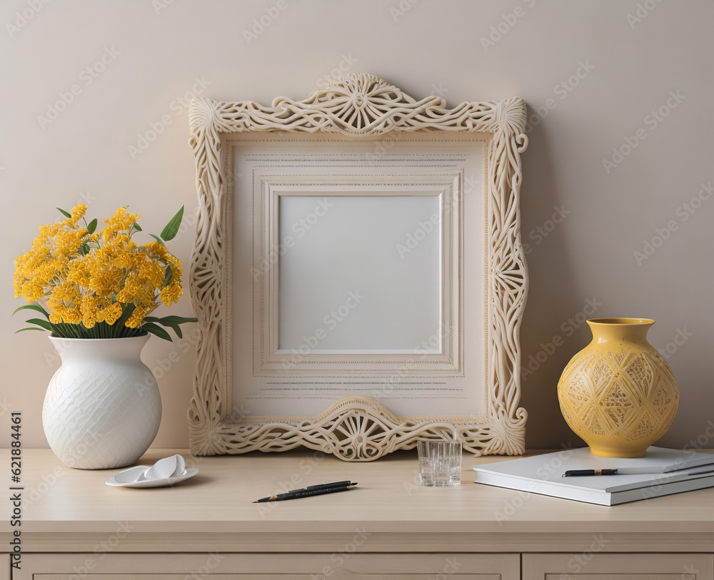 Blank Mock-up poster frame in a home interior. Nature concept Mock Up ...