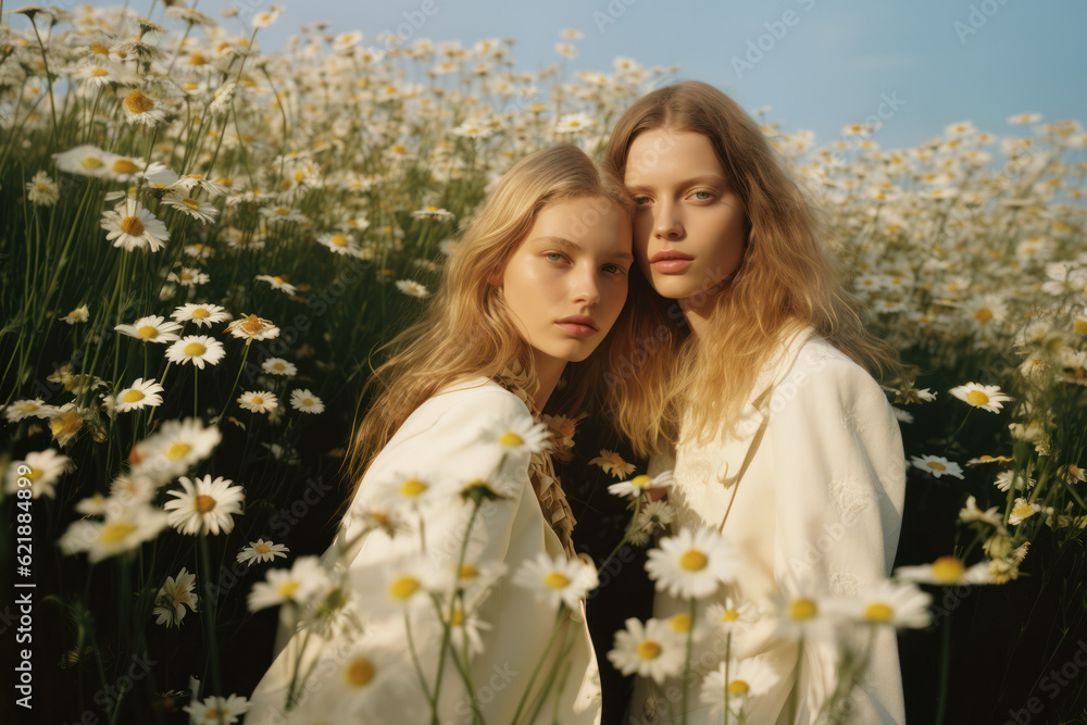 two female friends/models/lgbtq couple in magazine editorial fashion ...
