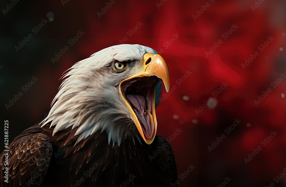 Regal Majesty. A majestic eagle roaring with pride, isolated on a solid ...
