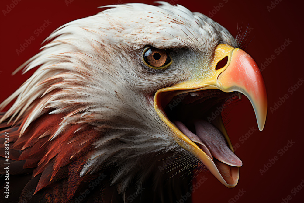 Regal Majesty. A majestic eagle roaring with pride, isolated on a solid ...