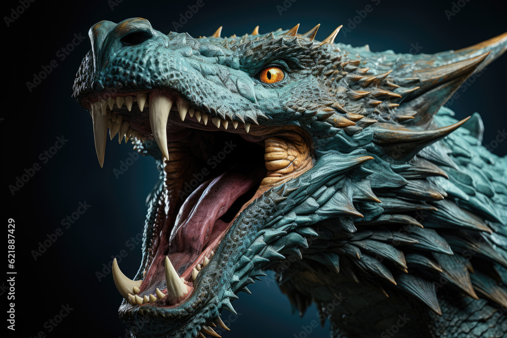 Roar of the Dragon. A majestic dragon roaring with pride and spitting ...