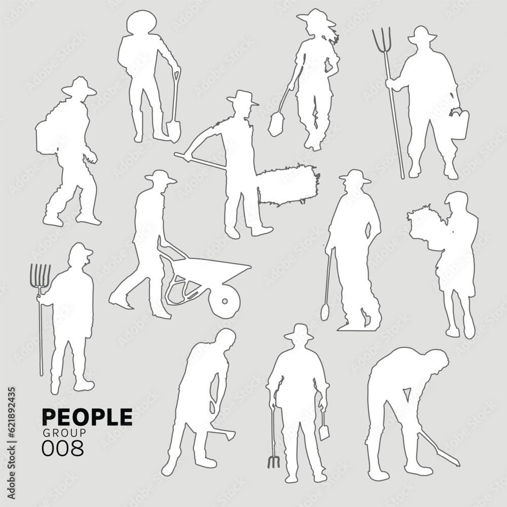 Architectural Drawings people vector illustration, farmer, agricultural ...
