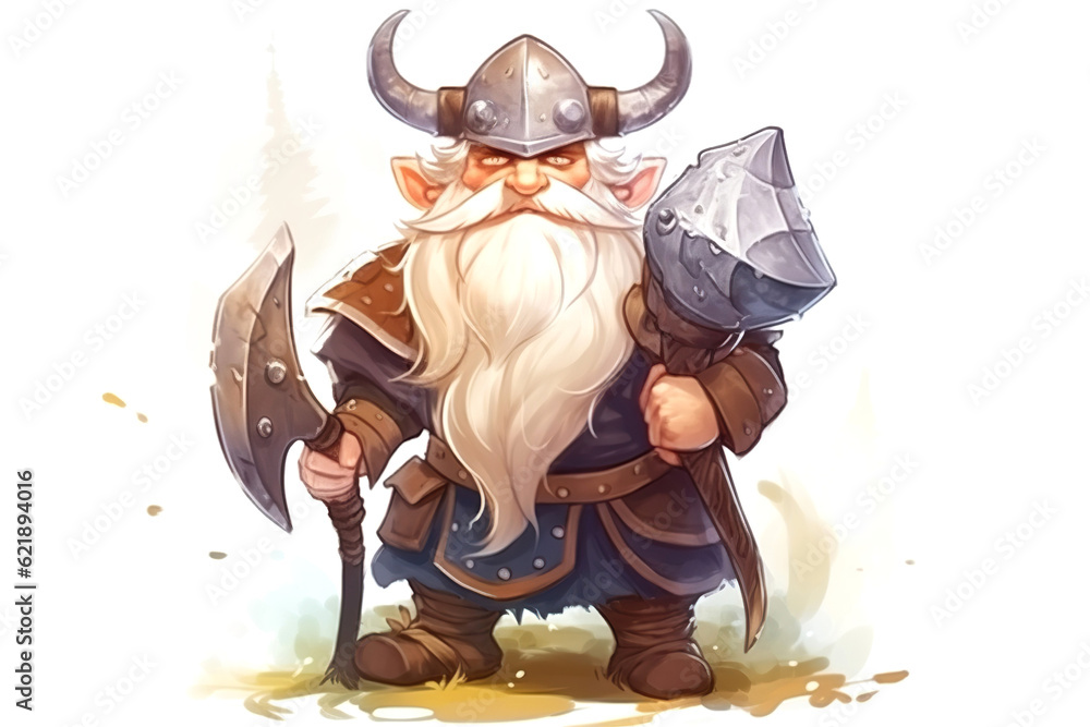 Watercolor cute odin cartoon character, created with Generative AI ...