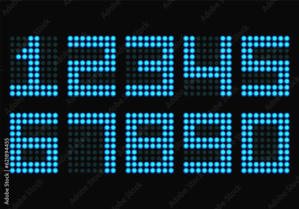 Electronic figures. Digital glowing numbers. LCD numbers for a ...
