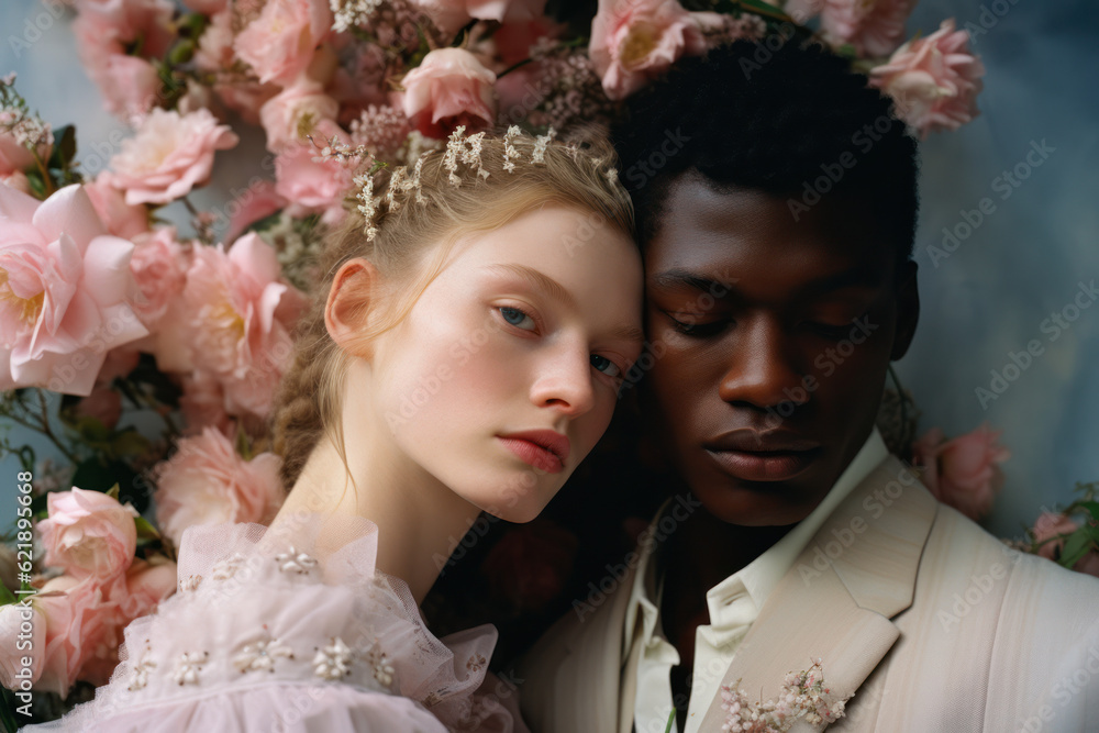 male/female model/couple in love in magazine editorial fashion/beauty ...