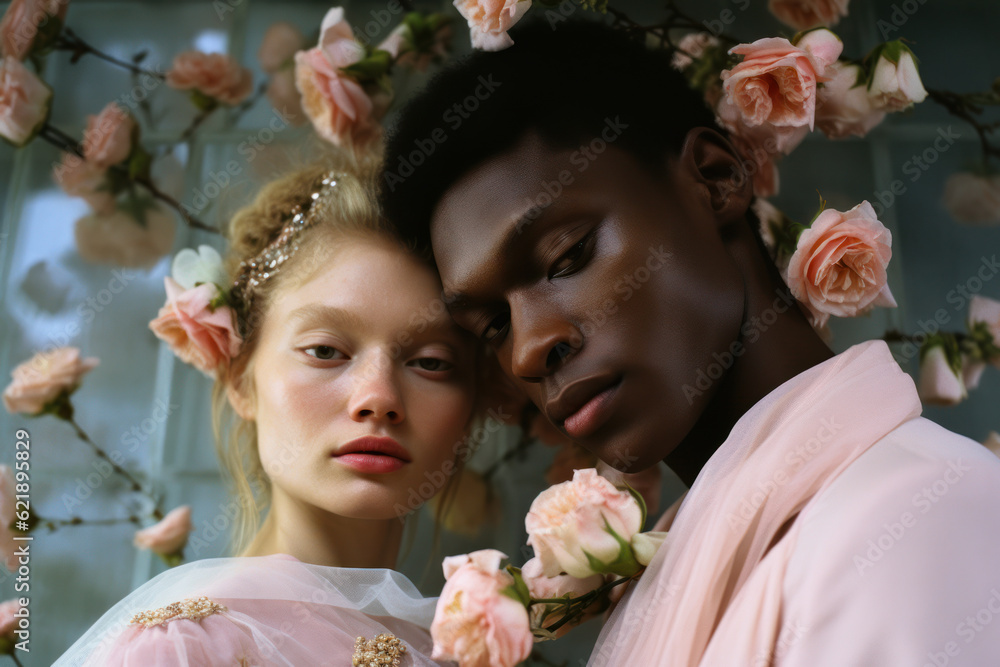 male/female model/couple in love in magazine editorial fashion/beauty ...
