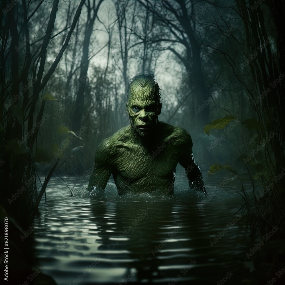 A creepy Merman/Swamp creature emerges from the swamp. Half fish, half ...
