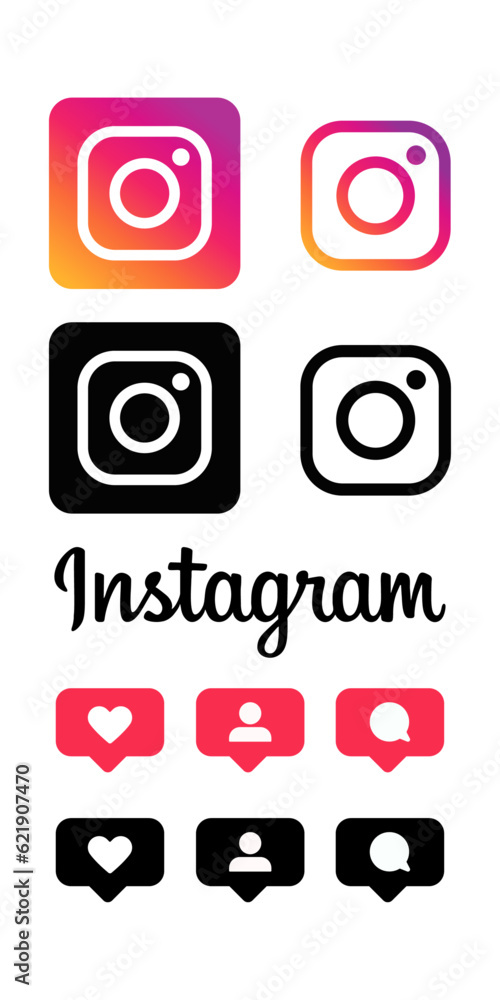 set of icons instagram logo Stock Vector | Adobe Stock