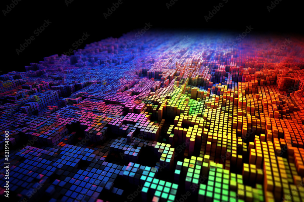 3d data presentation. Color bar chart, illustration created by ...