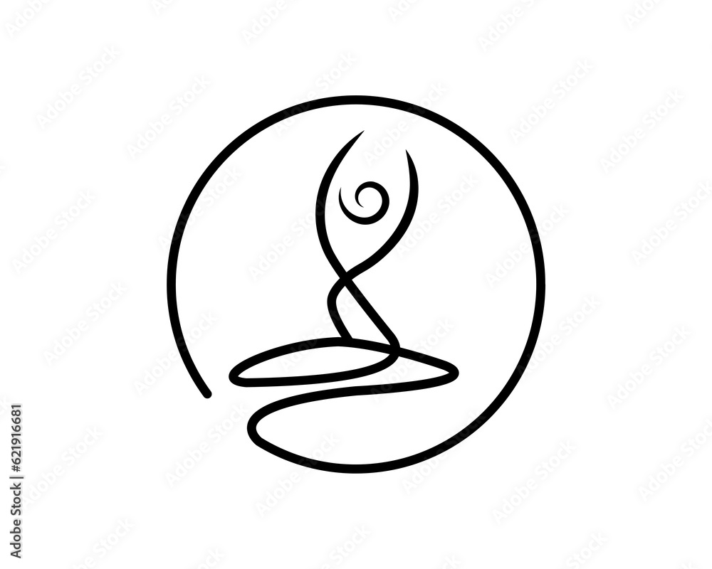 Circle Minimalist Yoga Logo Design Vector Template Stock Vector | Adobe ...