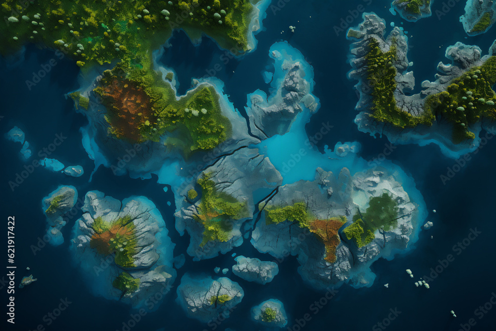 Islands gis data. Satellite map created by generative ai Stock ...