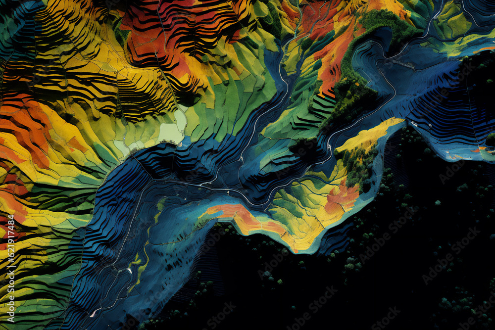 Digital elevation model. GIS product made with generative AI technology ...