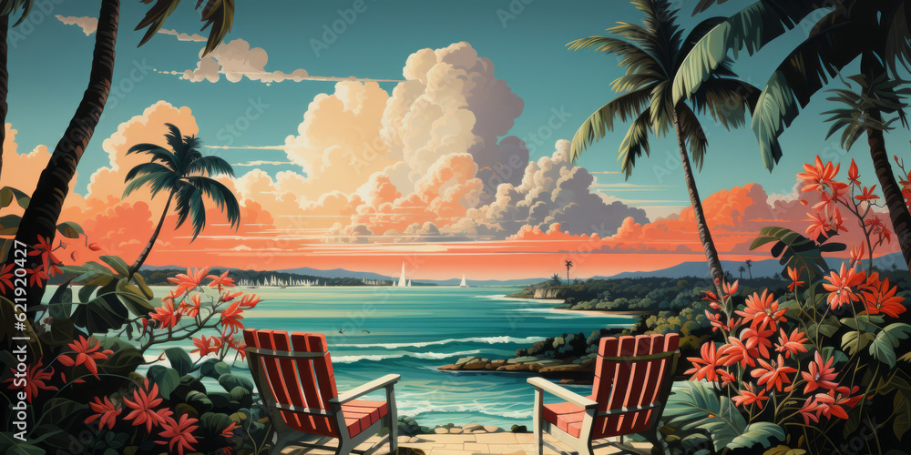 Illustrator art Miami street. Generative AI Stock Illustration | Adobe ...