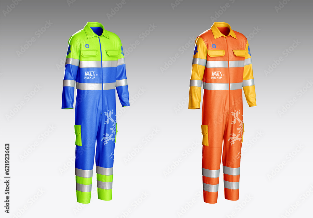 Safety Work Overalls Mockup Stock Template | Adobe Stock
