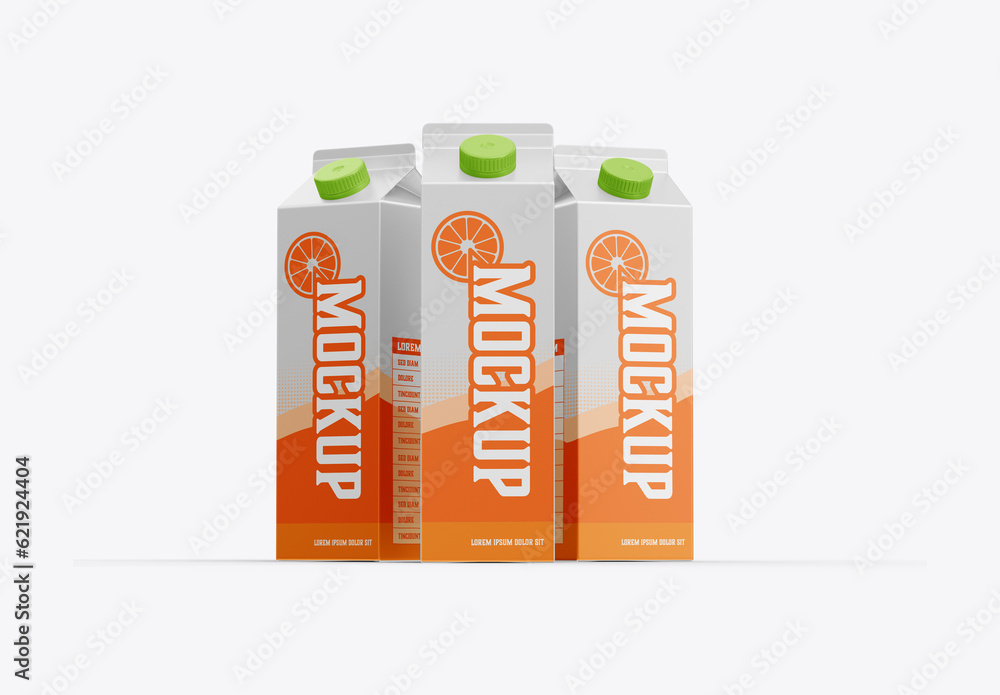 Set Liter Carton Mockup Stock Template | Adobe Stock