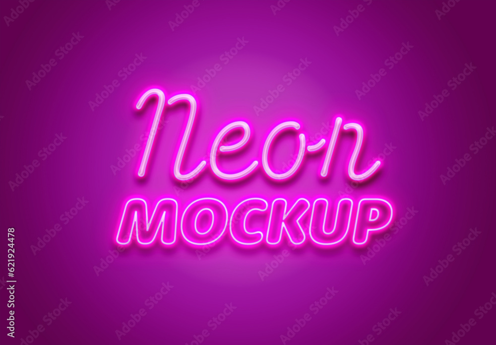 Neon Text Effect Mockup Stock Template | Adobe Stock