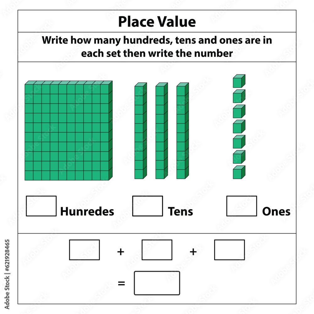 Place Value hundreds tens and ones. 10 blocks. and single blocks ...