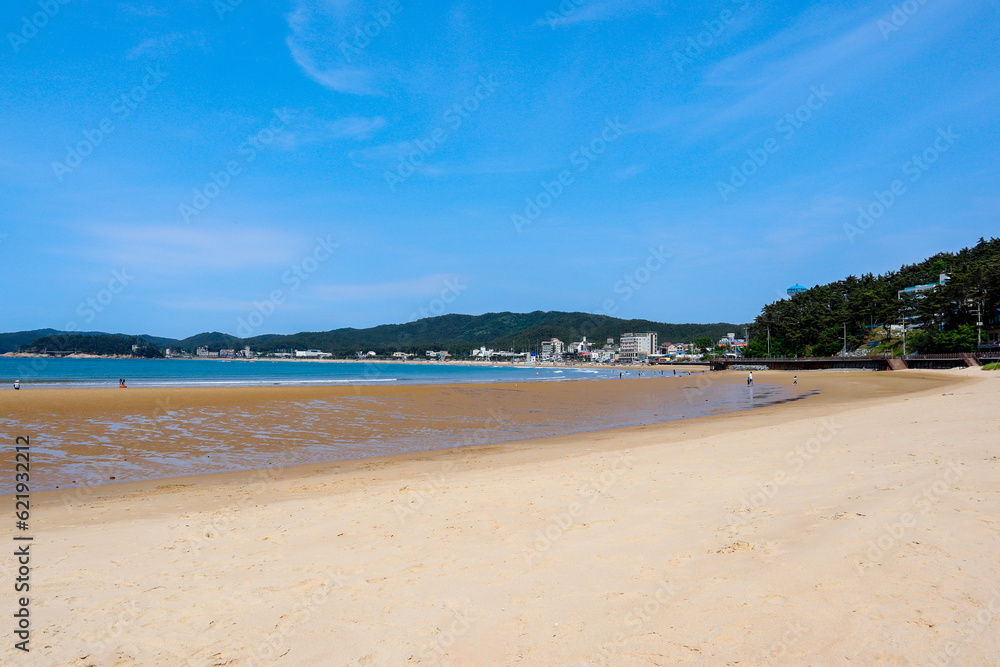 view of the coastal city beach in the summer. Mallipo beach Taean gun ...
