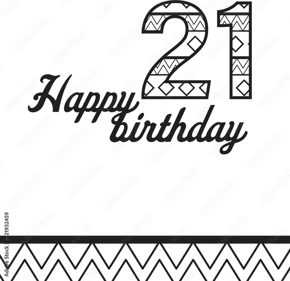 Digital png illustration of card with black 21 number with pattern on ...