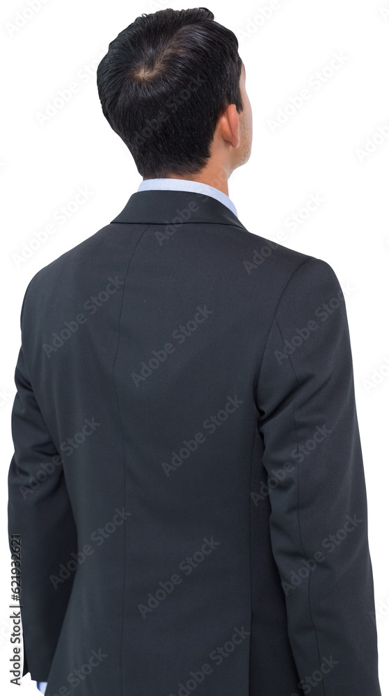 Digital png photo of back view of asian businessman looking up on ...