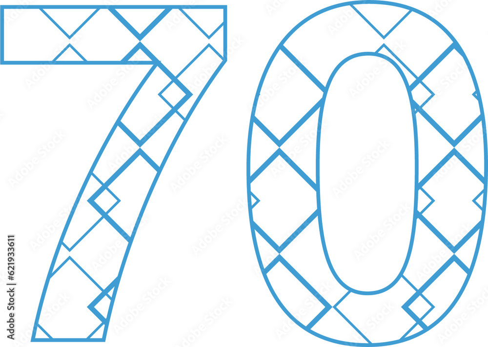 Digital png illustration of blue 70 number with pattern on transparent ...