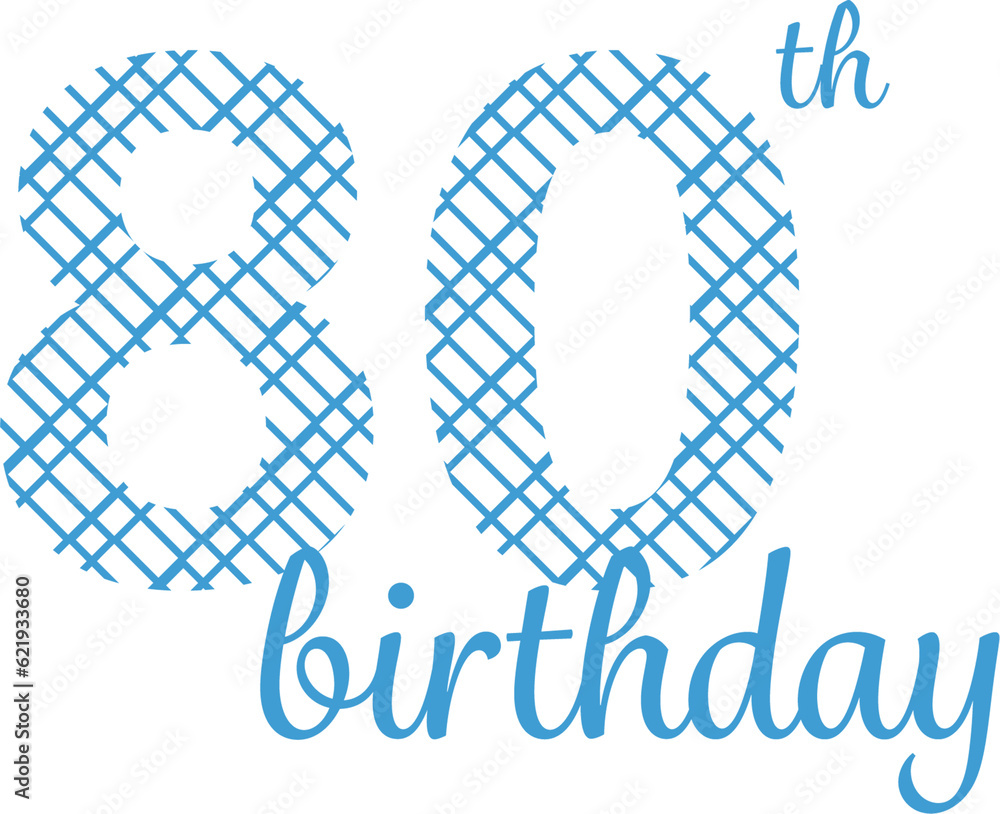 Digital png illustration of card with blue 80 number with pattern on ...