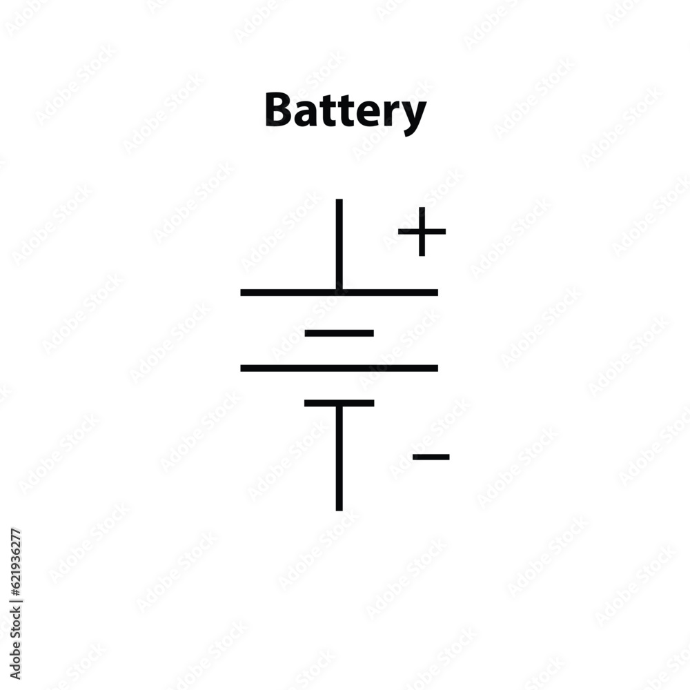 Battery. electronic symbol of open switch Illustration of basic circuit ...