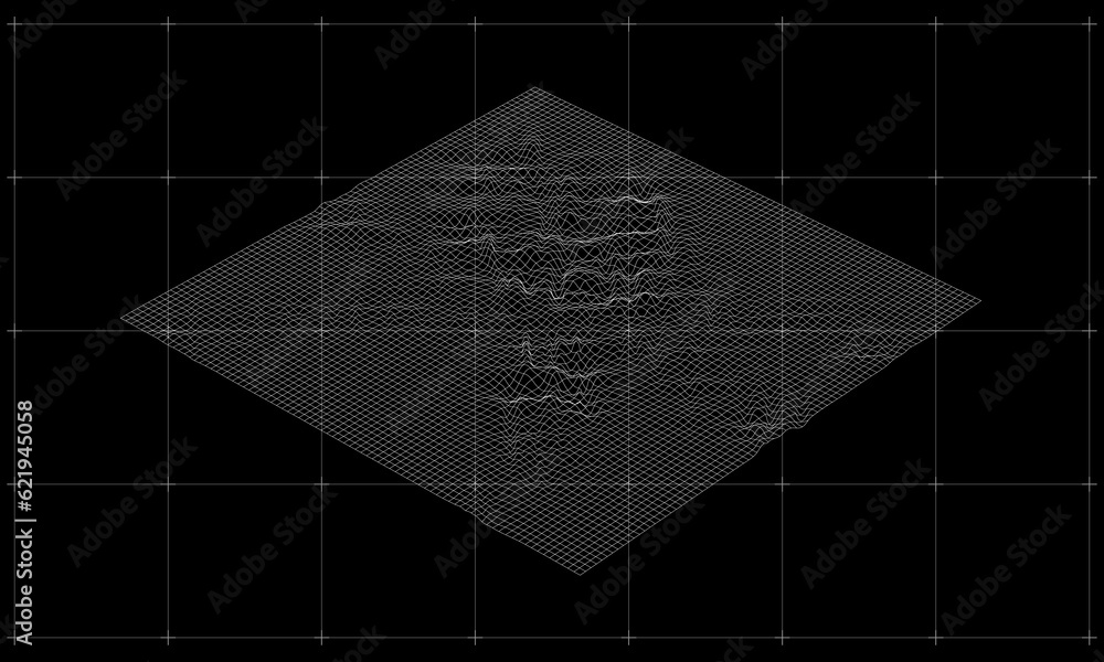 FUI GUI 3D Vector Landscape Scan Grid. Abstract futuristic background ...