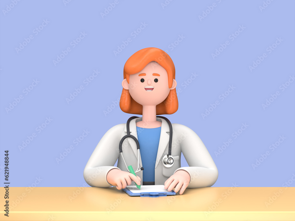 3D illustration of Female Doctor Nova Wearing White Coat With ...