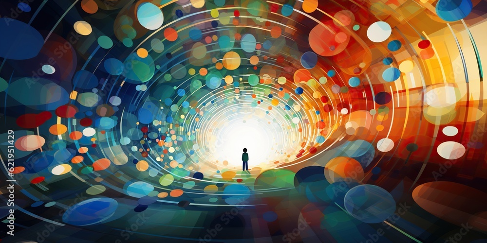 Abstract visualization of childs curiosity and learning with colorful ...