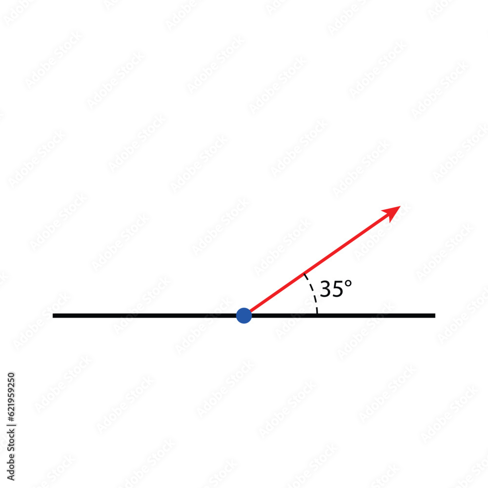 35° Angle. vector illustration. math geometric shapes angle. isolated ...