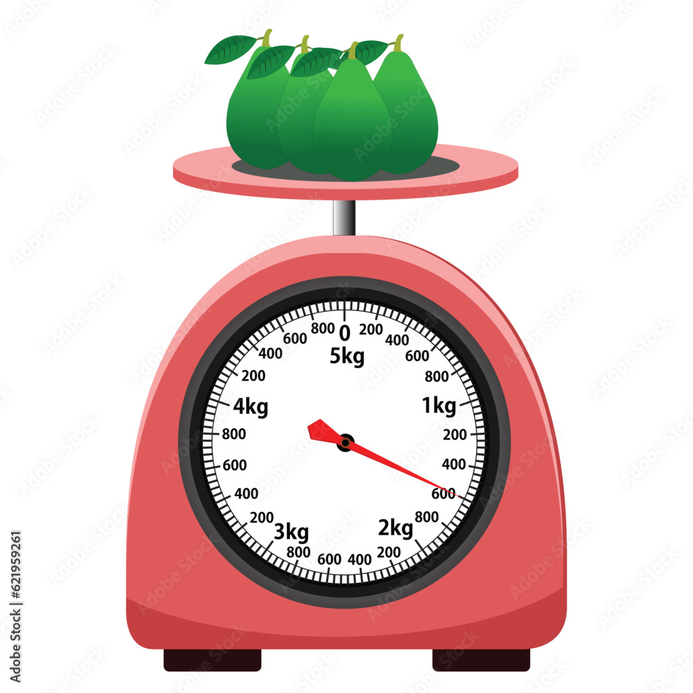 Analog scale. 1kg 600 grams. weight scale. isolated on white background. simple kitchen scale ...