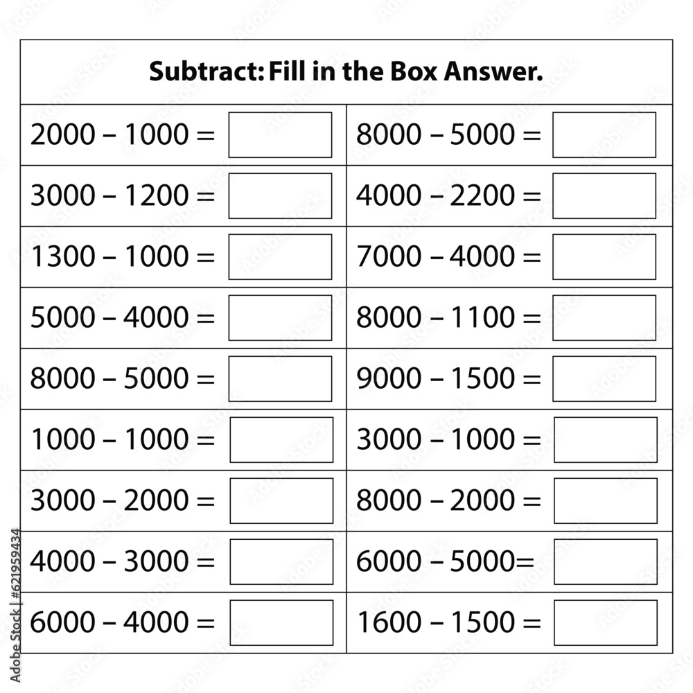 Numbers Subtract. basic kid subtracts worksheet. Math chart for ...