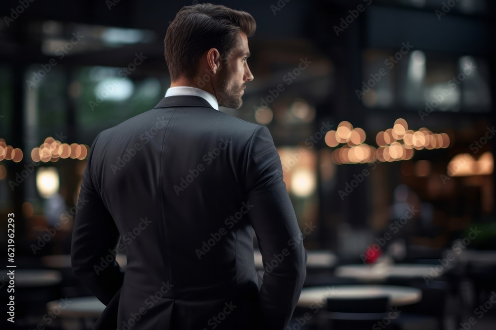 The Silent Leader, Back Turned Businessman in Suit, a Windows Style ...