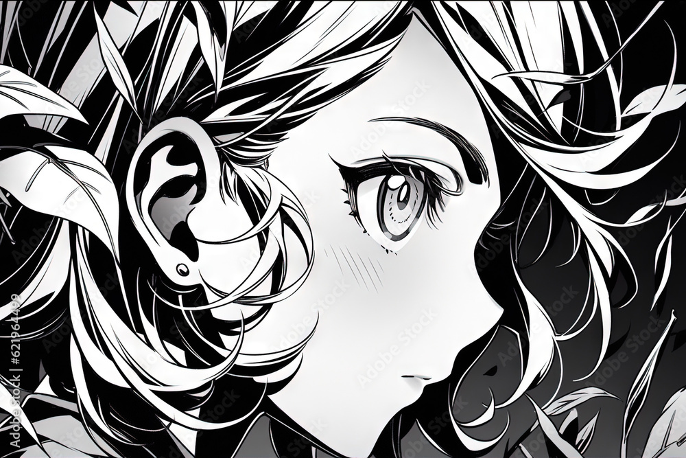 determined and independent black and white drawing contour character ...