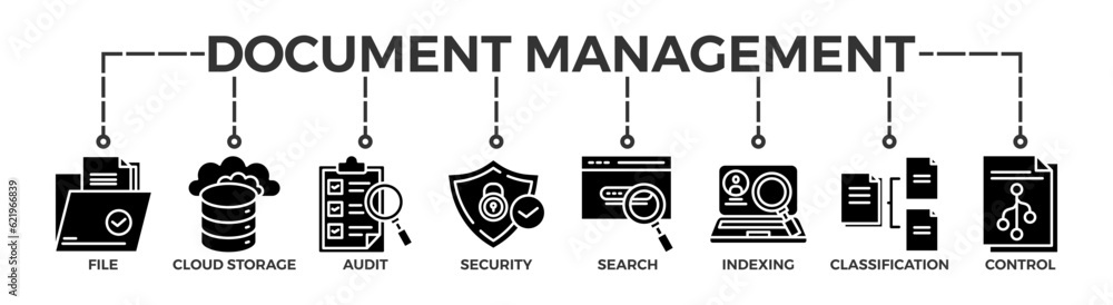 Document management system banner web icon vector illustration concept ...