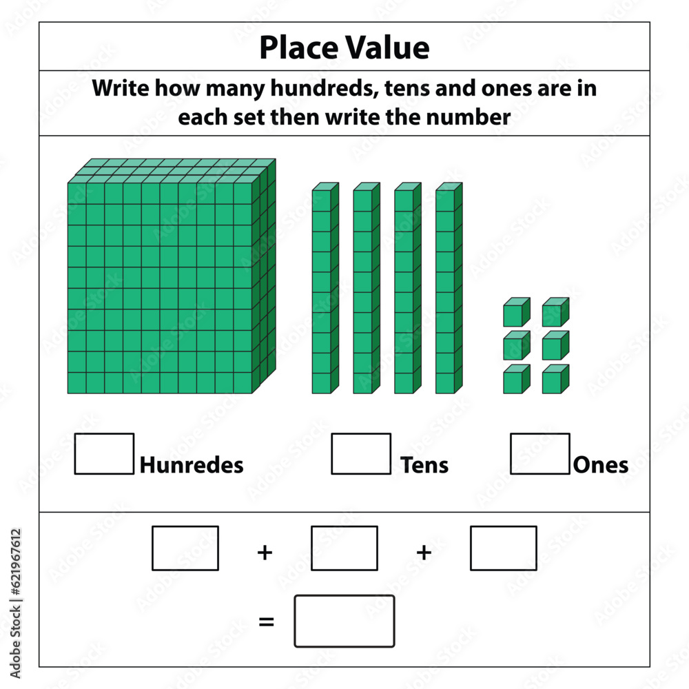 Place Value hundreds tens and ones. 10 blocks. and single blocks ...