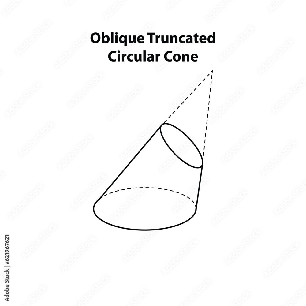 Oblique Truncated Circular Cone. Truncated. 3d geometric shapes vector ...