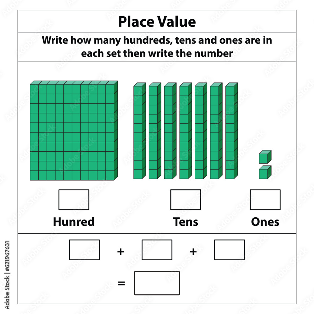 Place Value hundreds tens and ones. 10 blocks. and single blocks ...