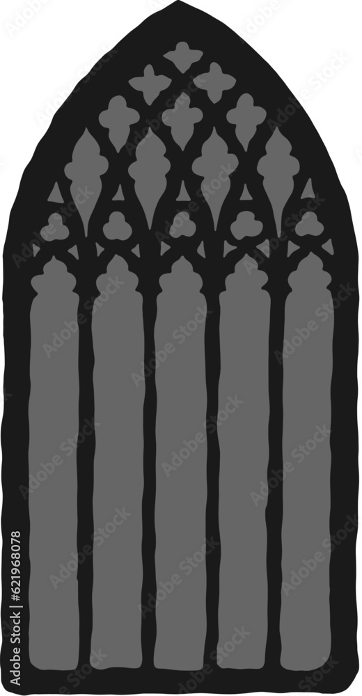 English interlaced gothic window tracery stylized drawing ...
