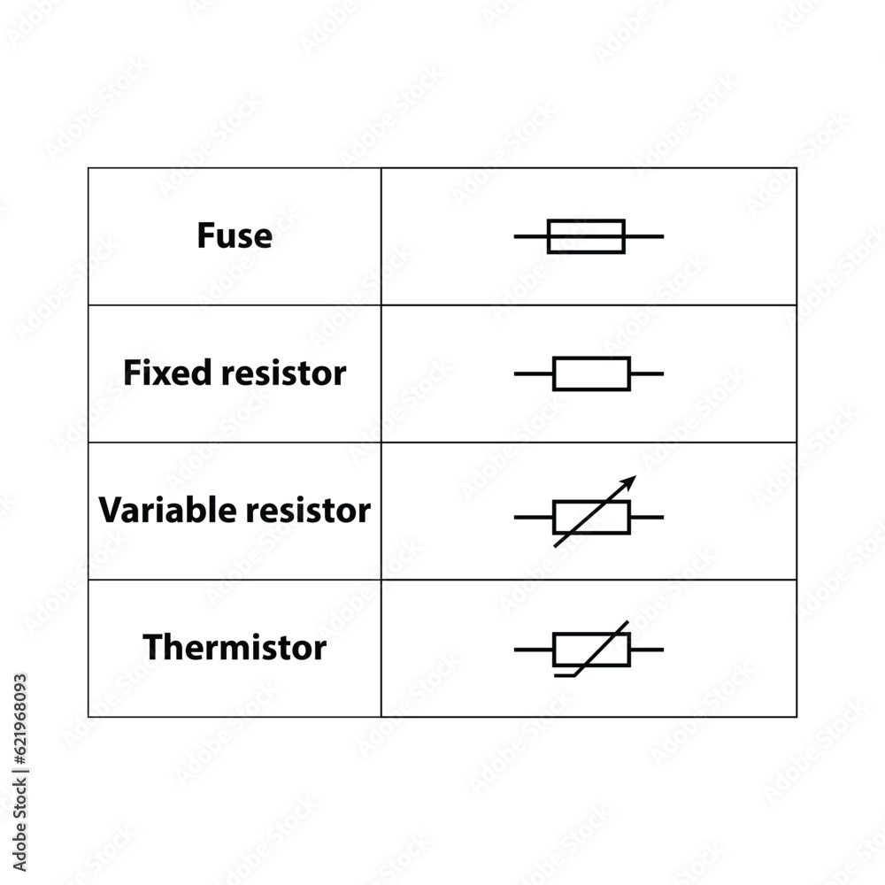 Common electronic symbol. Illustration of basic circuit symbols ...