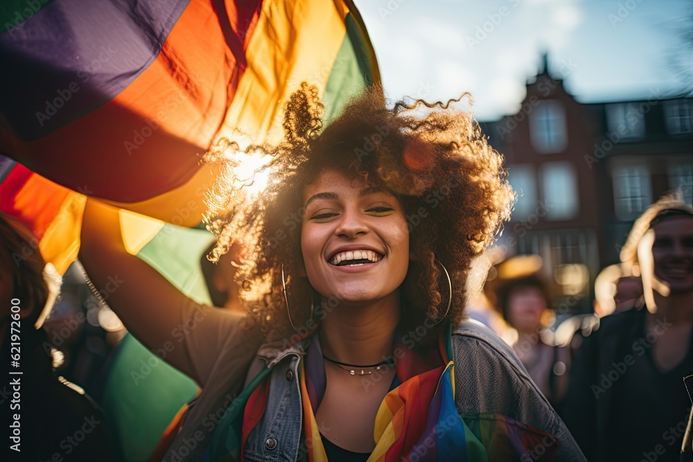 Colorful Young People Waving Pride Flags in an Empowering Portrait ...