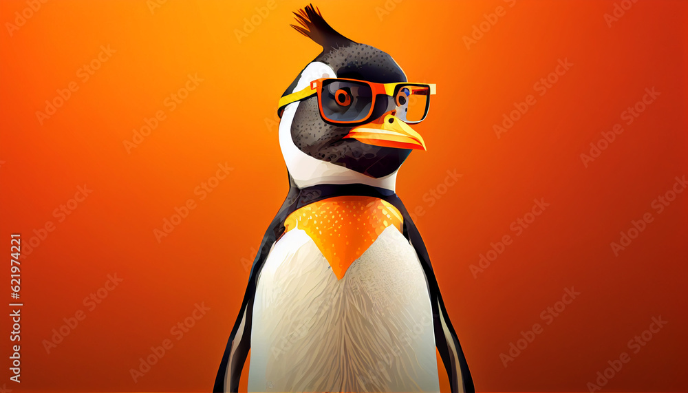 Stylish portrait of dressed up imposing anthropomorphic handsome fox ...