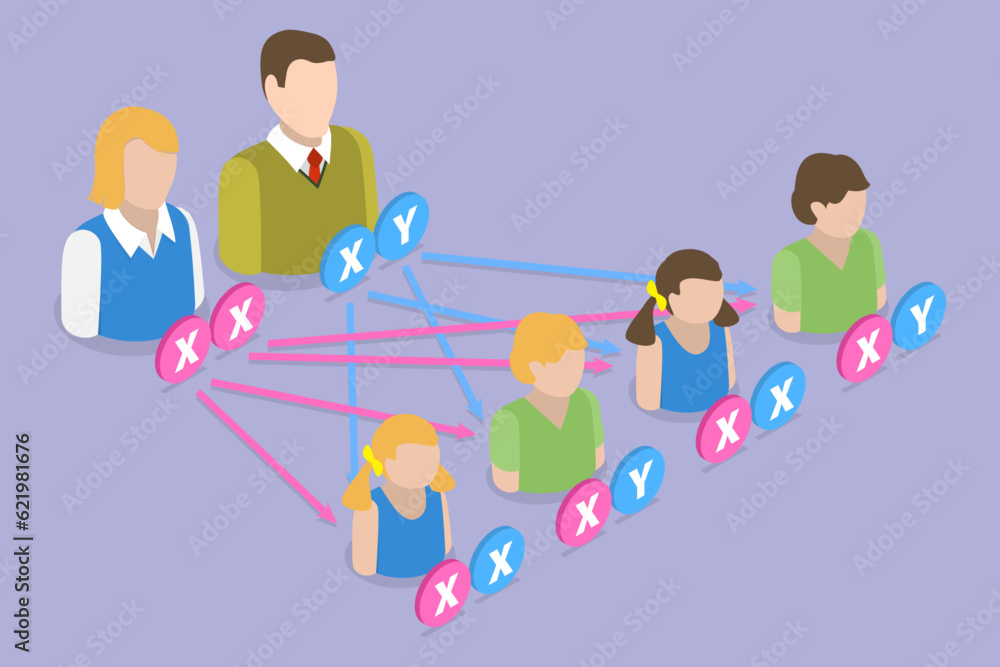 3D Isometric Flat Vector Conceptual Illustration of Heredity ...
