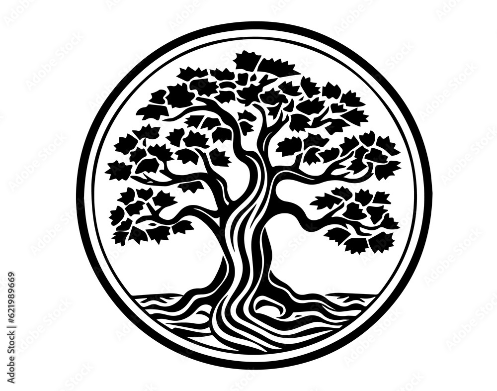 Trees Ecology Symbol Vector Vyaz Pattern Ink Ancient Logo Foliage Stock ...