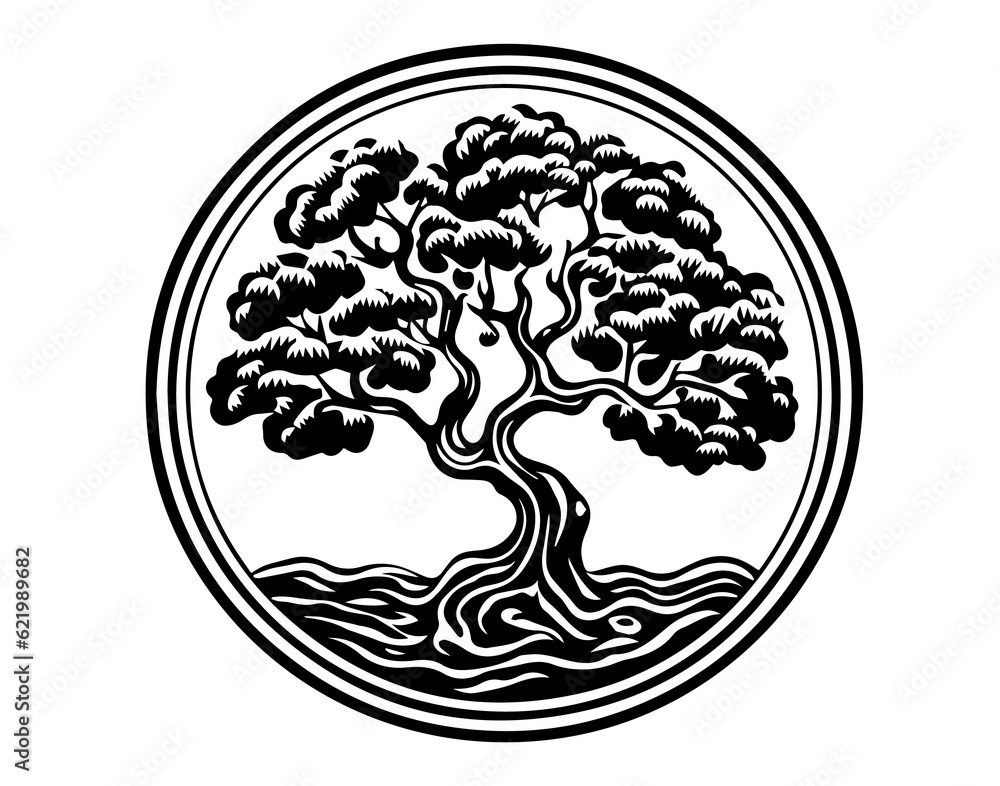 Trees Ecology Symbol Vector Vyaz Pattern Ink Ancient Logo Foliage Stock ...