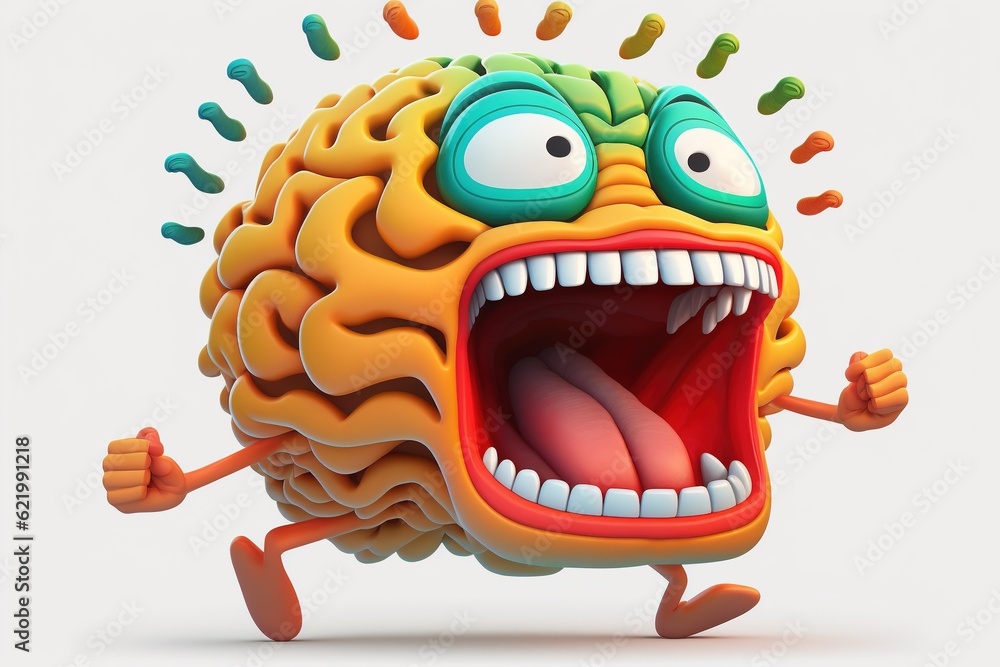 Brain. Cute cartoon healthy human anatomy internal organ character set ...