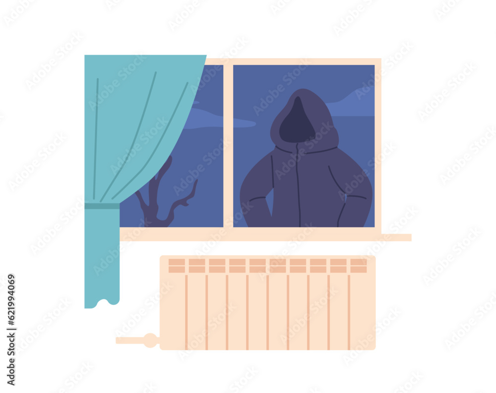 Eerie Dark Window Frames With Mysterious Figure Lurking Behind, Evoking ...